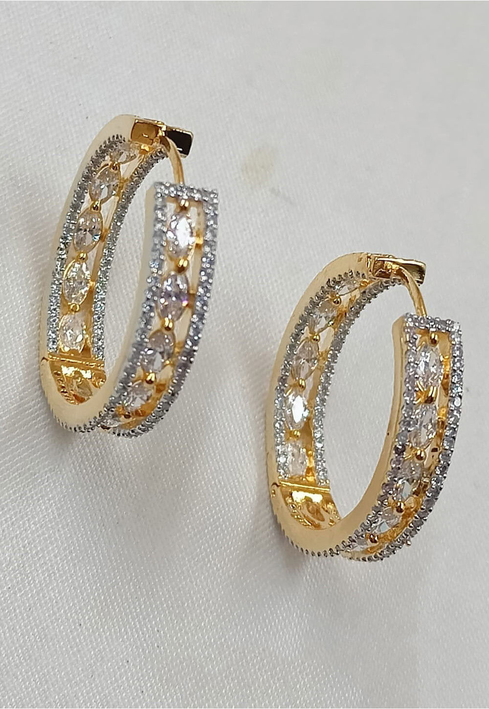 Buy American Diamond Studded Hoop Earrings Online : JHU5207 - Utsav Fashion
