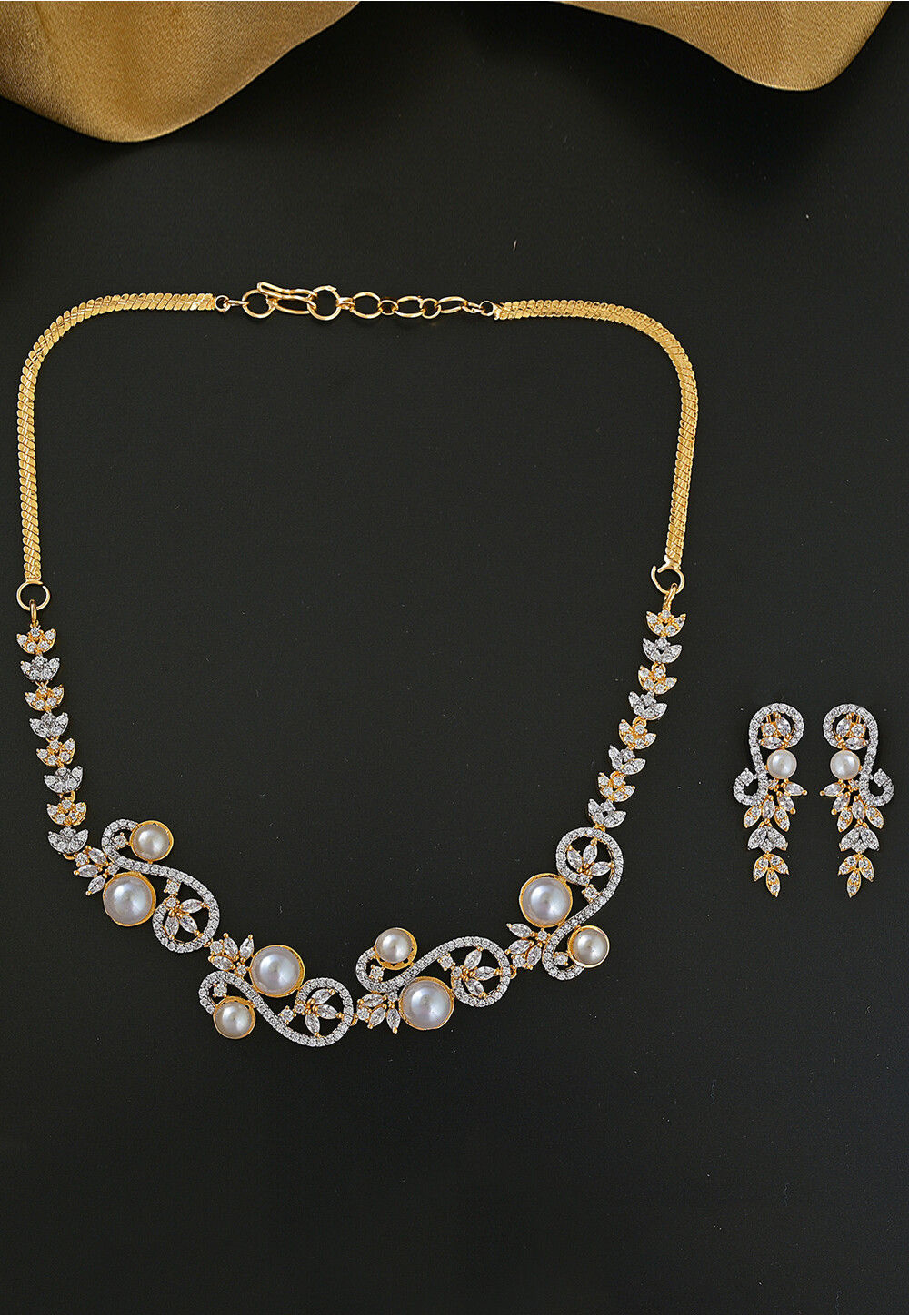 Buy American Diamond Studded Necklace Set Online : JKC6952 - Utsav Fashion