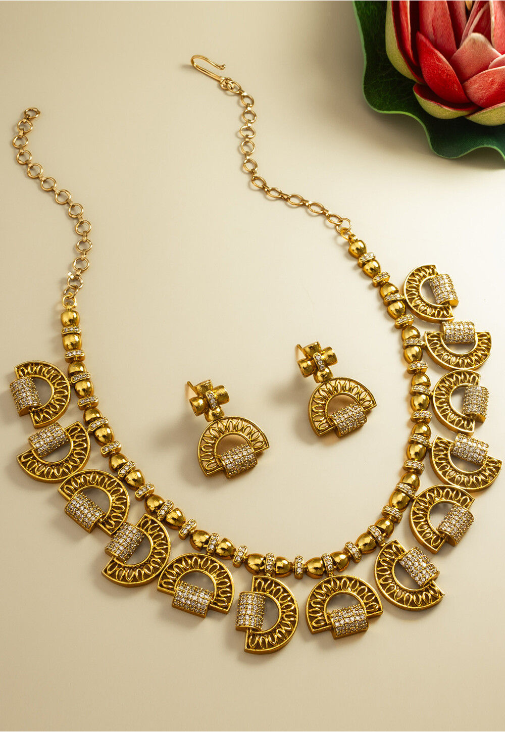 Buy American Diamond Studded Necklace Set Online : JPM7529 - Utsav Fashion