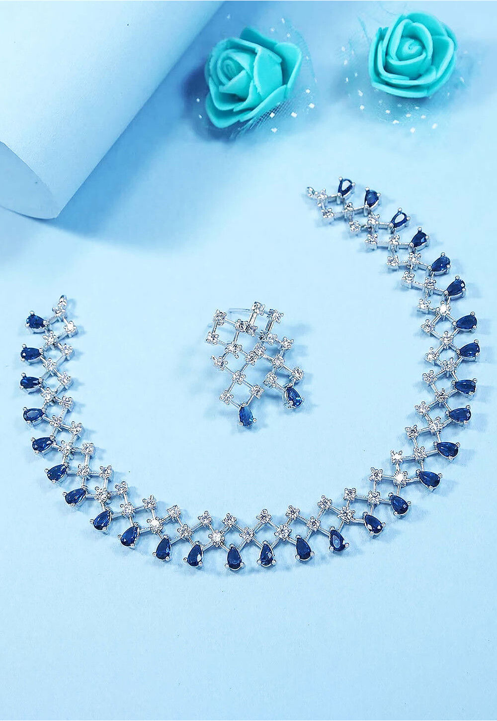 Buy American Diamond Studded Necklace Set Online : JQT722 - Utsav Fashion