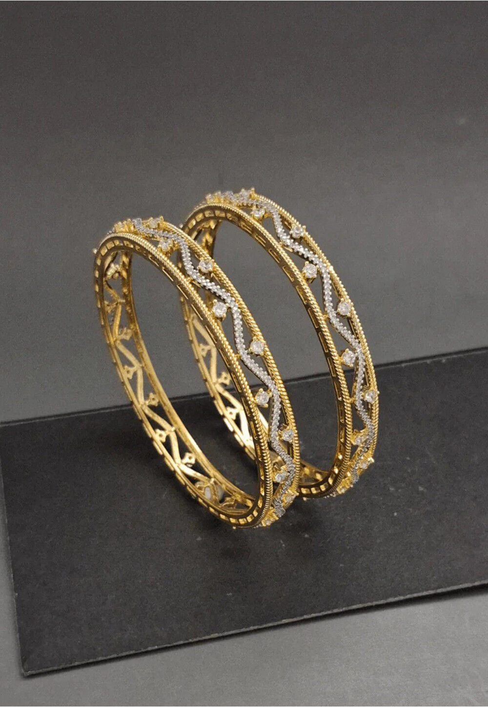 Buy American Diamond Studded Pair of Bangles Online : JQT1208 - Utsav Fashion