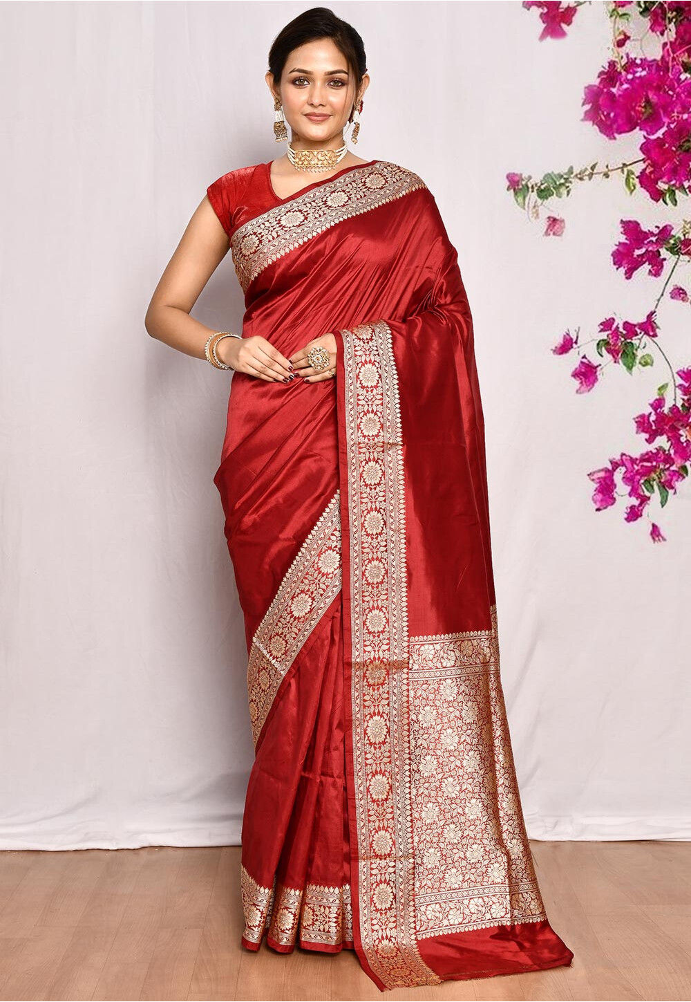 Buy Banarasi Pure Katan Silk Saree in Rust Red Online : SWZ1363 - Utsav ...