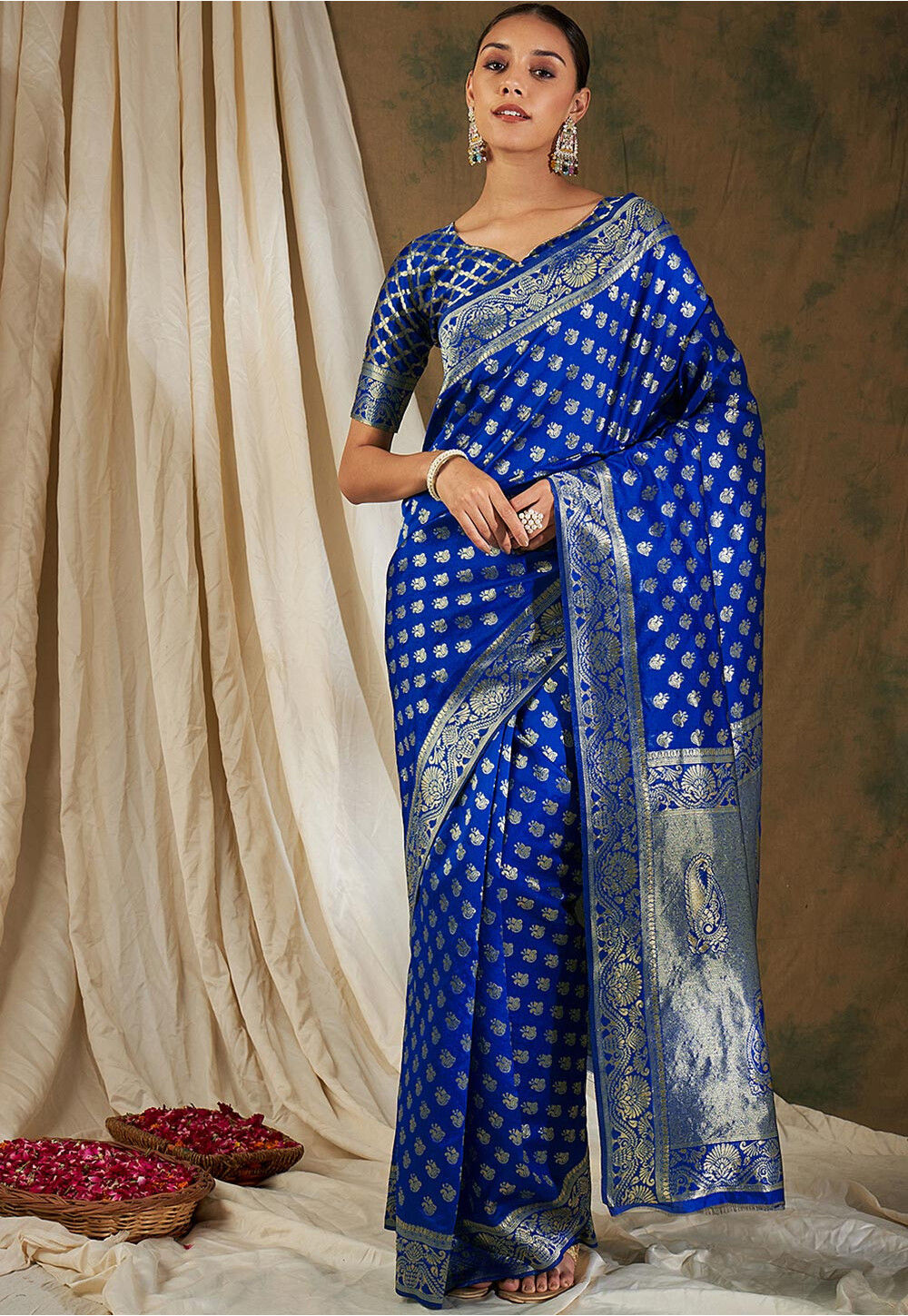 Buy Banarasi Saree in Royal Blue Online : SSKT675 - Utsav Fashion