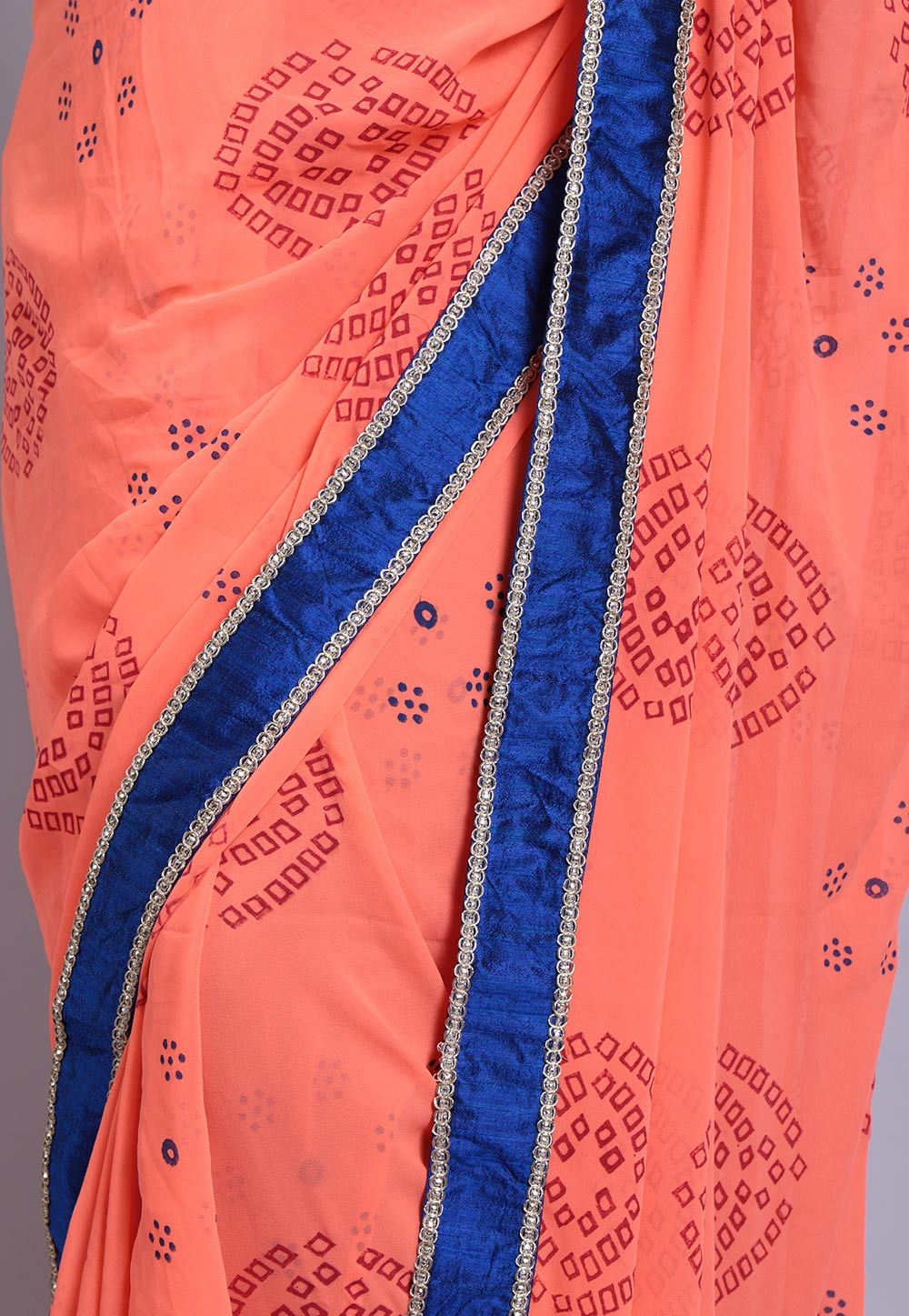 Buy Bandhej Printed Georgette Saree in Peach Online : SJN7381 - Utsav ...