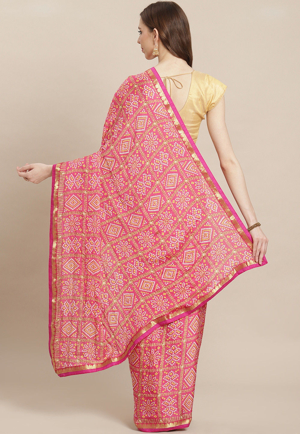 Buy Bandhej Printed Georgette Saree in Pink Online : SPF1122 - Utsav ...