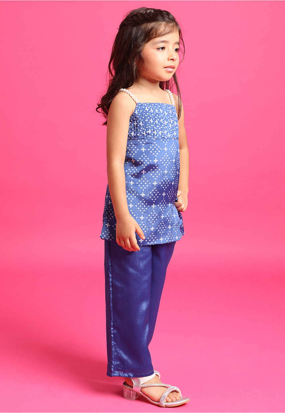 Buy Bandhej Printed Polyester Kurti Set in Blue Online : UKU1807 ...