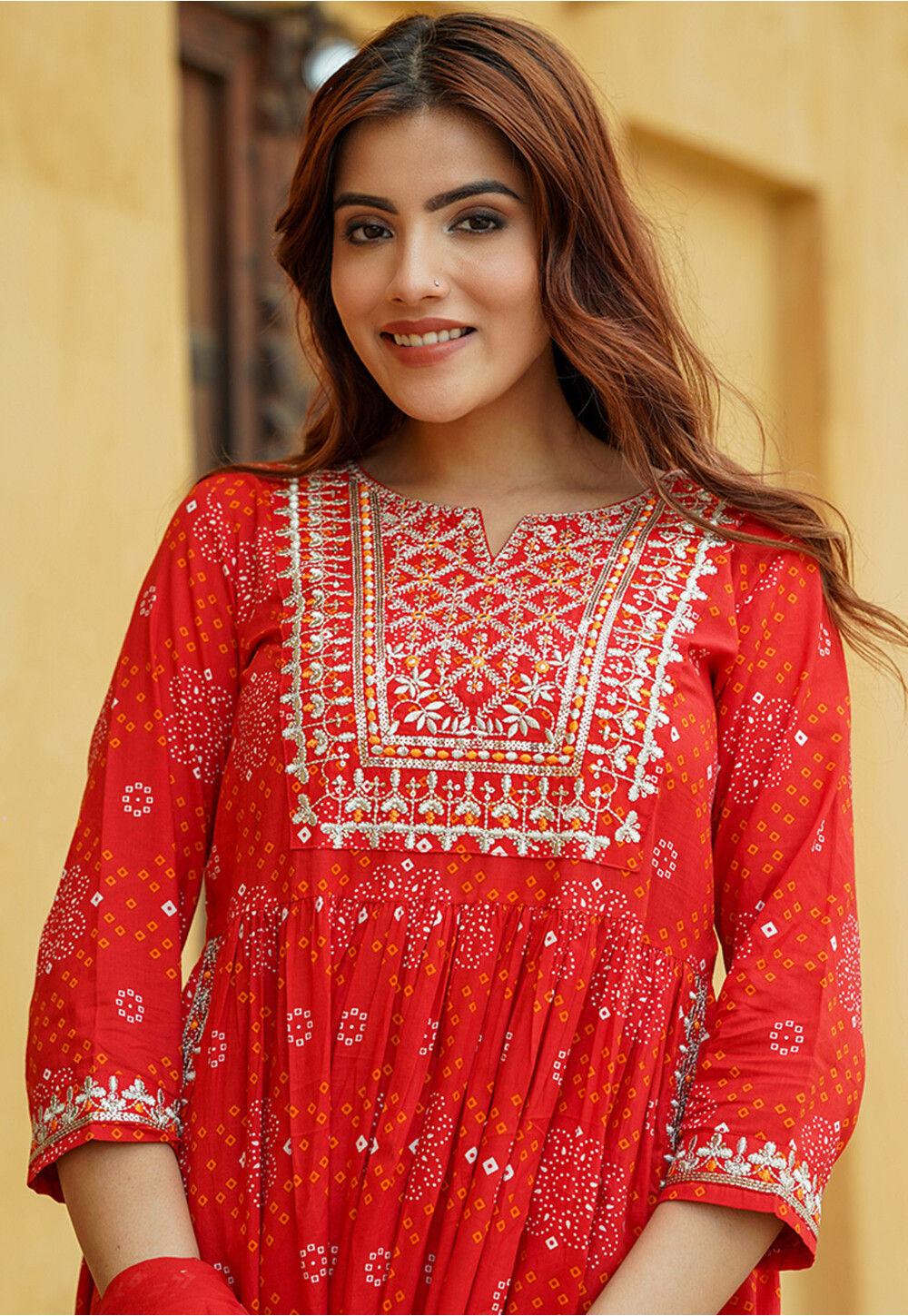 Buy Bandhej Printed Pure Cotton Pakistani Suit in Red Online : KXN80 ...