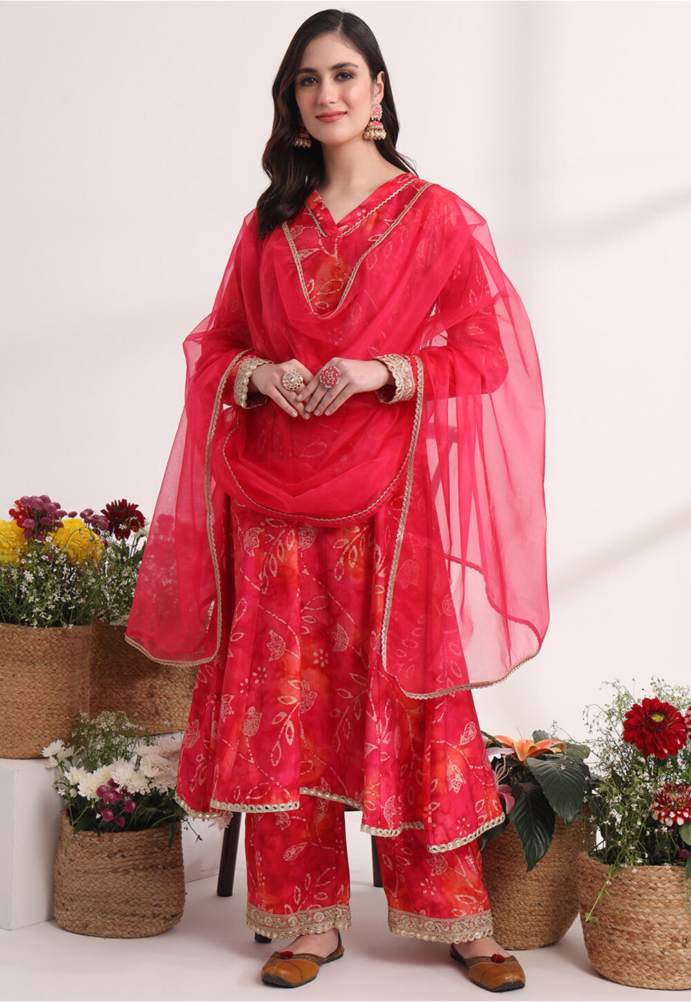 Buy Batik Printed Art Silk A Line Suit in Pink Online : KJL1985 - Utsav ...