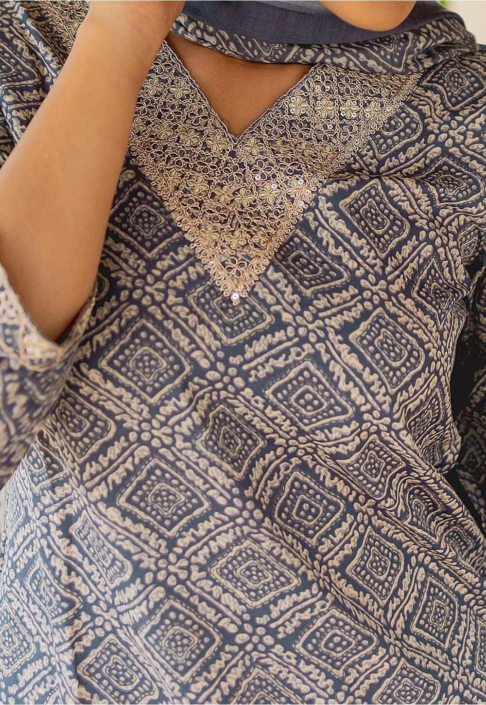 Buy Batik Printed Pure Cotton Pakistani Suit in Blue Online : KEX106 ...