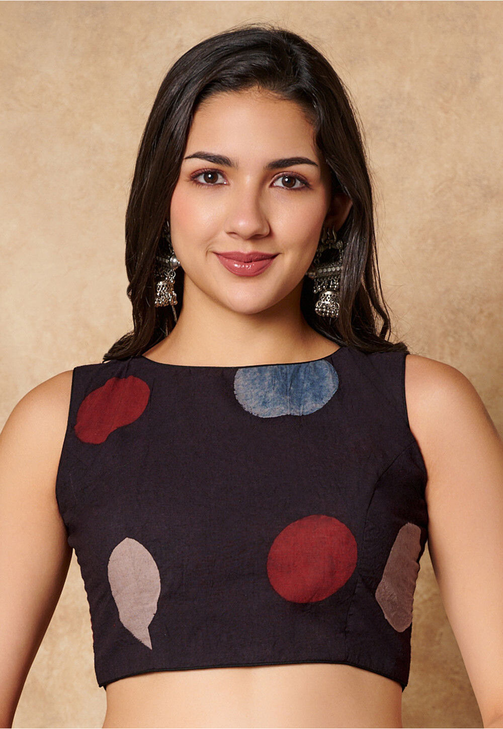 Buy Block Printed Cotton Blouse in Black Online : UVC2511 - Utsav Fashion
