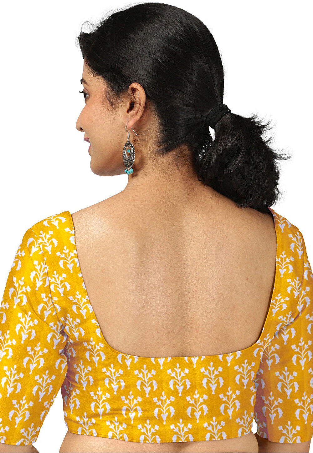 Buy Block Printed Cotton Blouse in Mustard Online : DBU911 - Utsav Fashion