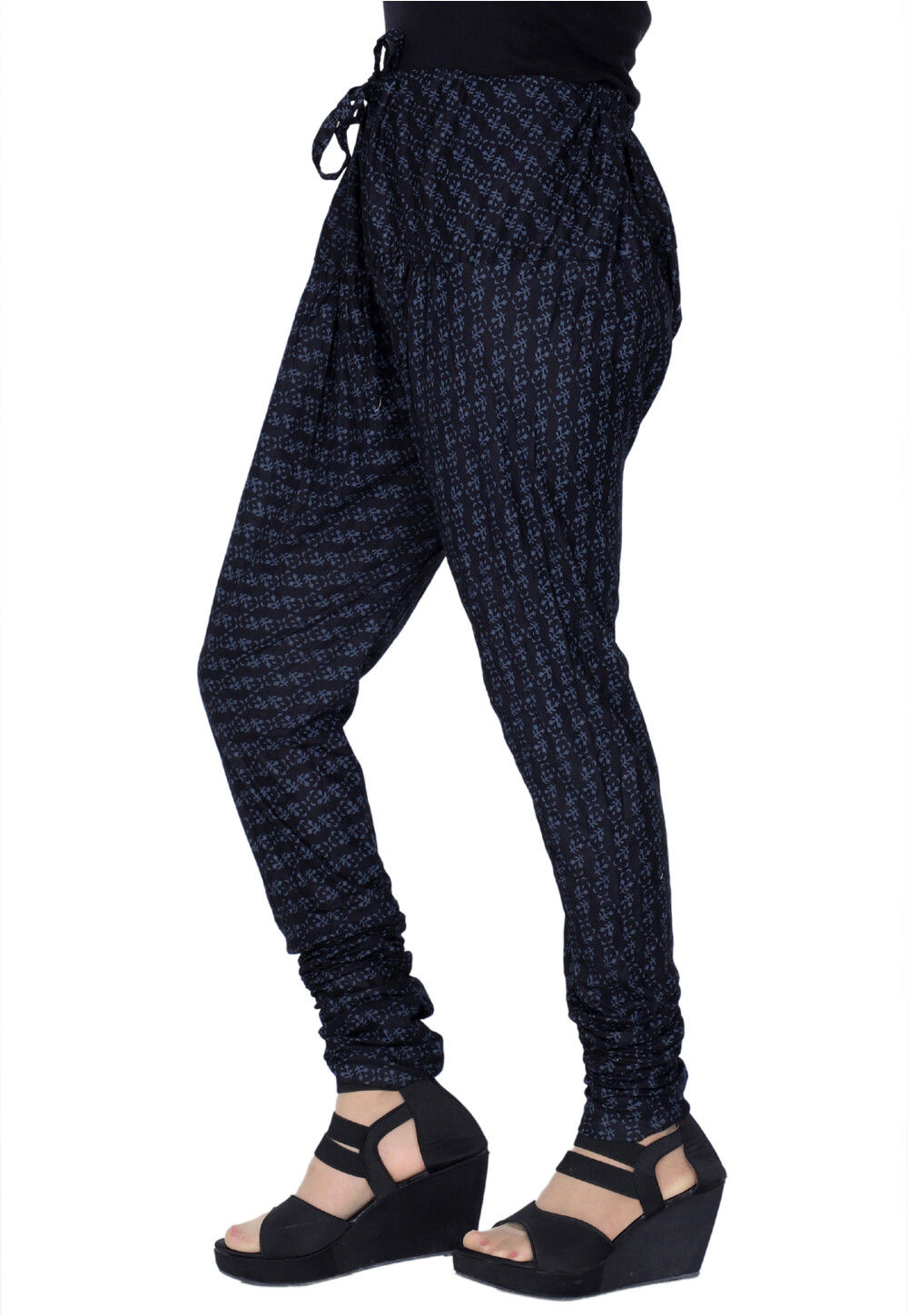 Buy Block Printed Cotton Churidar in Black Online : BNJ1089 - Utsav Fashion