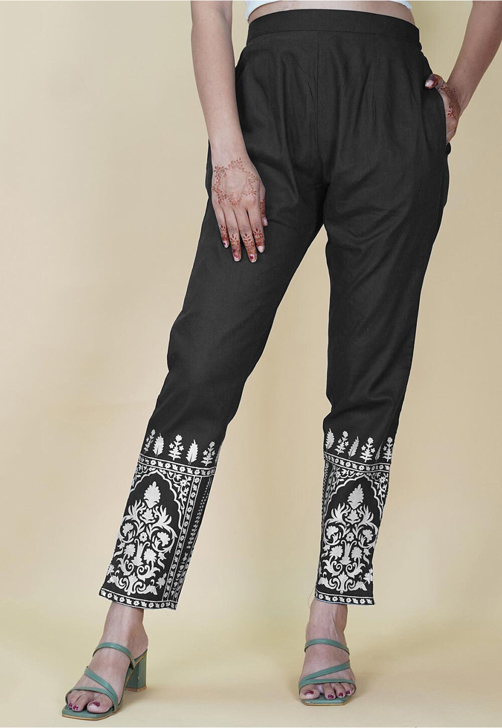 Buy Block Printed Cotton Pant inDark Grey Online : BSY219 - Utsav Fashion