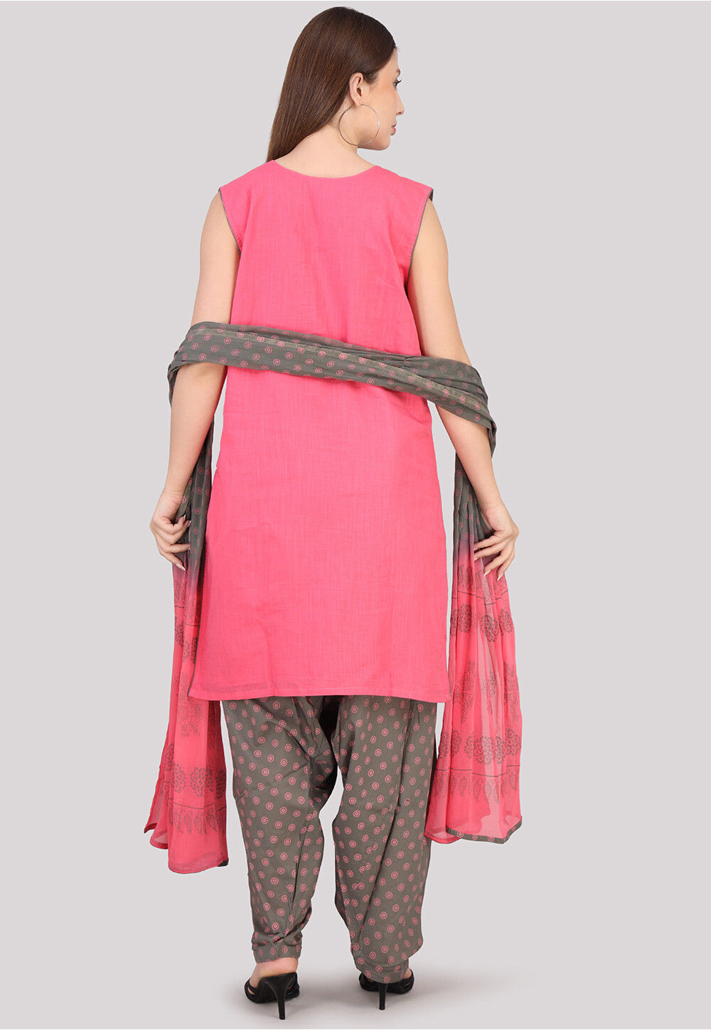 Buy Block Printed Cotton Punjabi Suit in Pink Online : KYR287 - Utsav ...