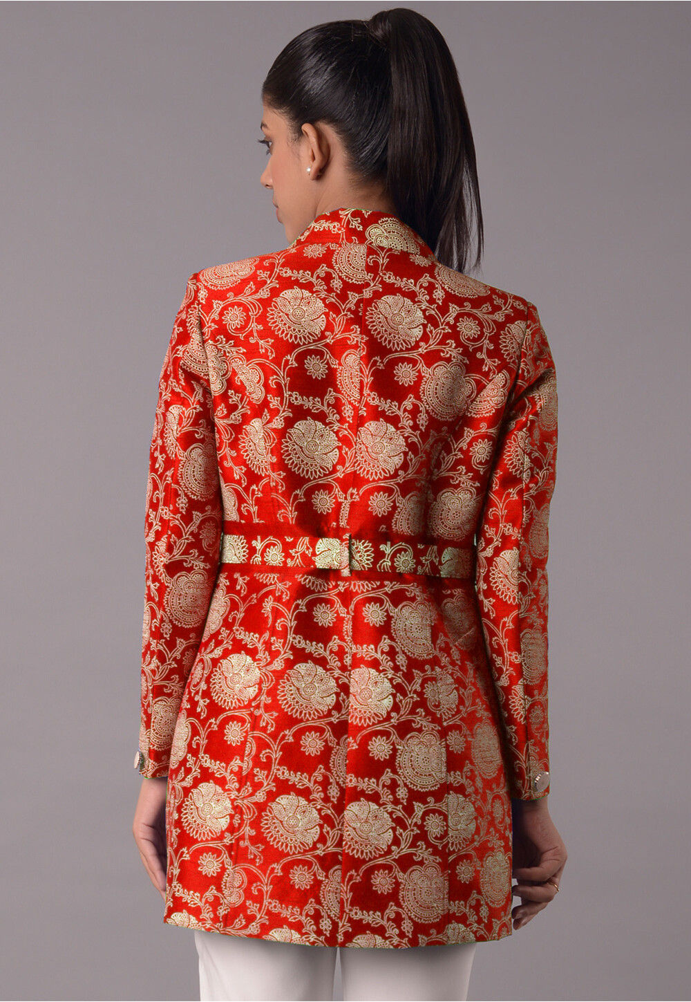 Buy Block Printed Art Silk Jacket in Red Online : TBN106 - Utsav Fashion