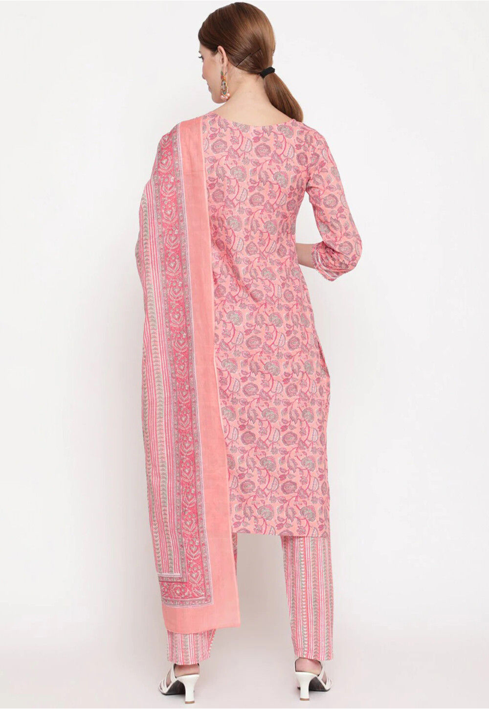 Buy Block Printed Pure Cotton Pakistani Suit in Peach Online : KQS122 ...