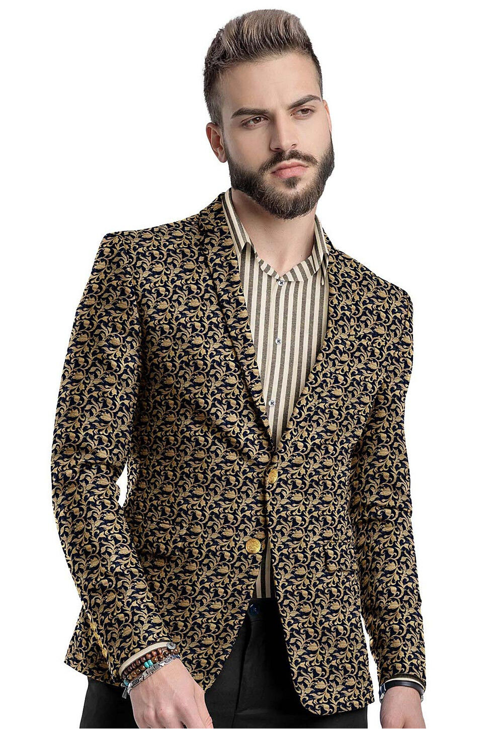 Buy Brocade Blazer in Black Online : MTE1179 - Utsav Fashion