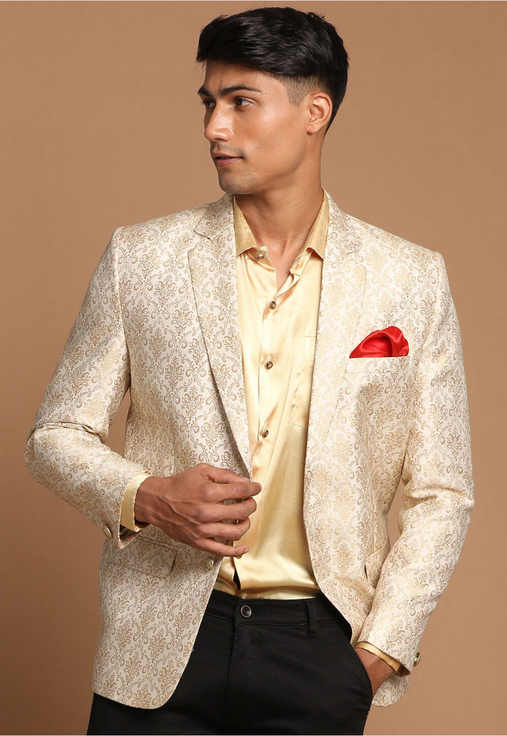 Buy Brocade Blazer in Cream Online : MTR3074 - Utsav Fashion