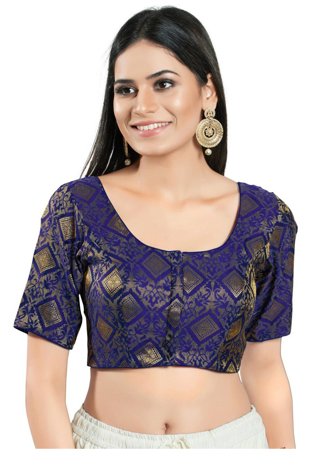 Buy Brocade Blouse in Navy Blue Online : UGX961 - Utsav Fashion