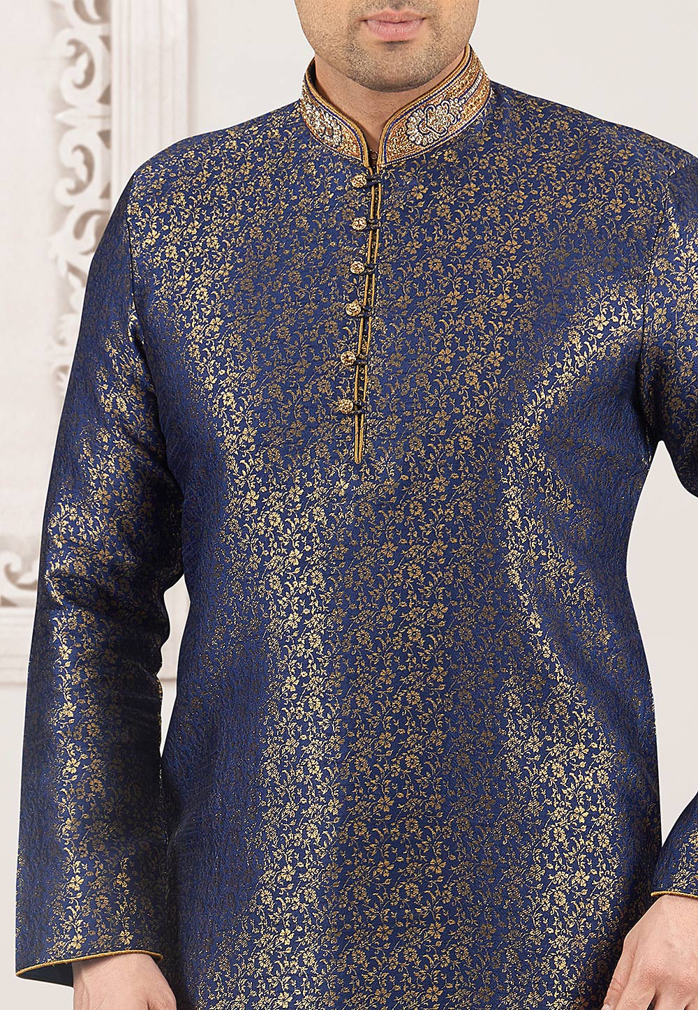 Buy Brocade Kurta Set in Blue Online : MGV635 - Utsav Fashion