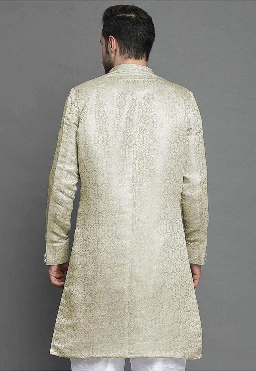 Buy Brocade Layered Sherwani in Light Beige Online : MXX158 - Utsav Fashion