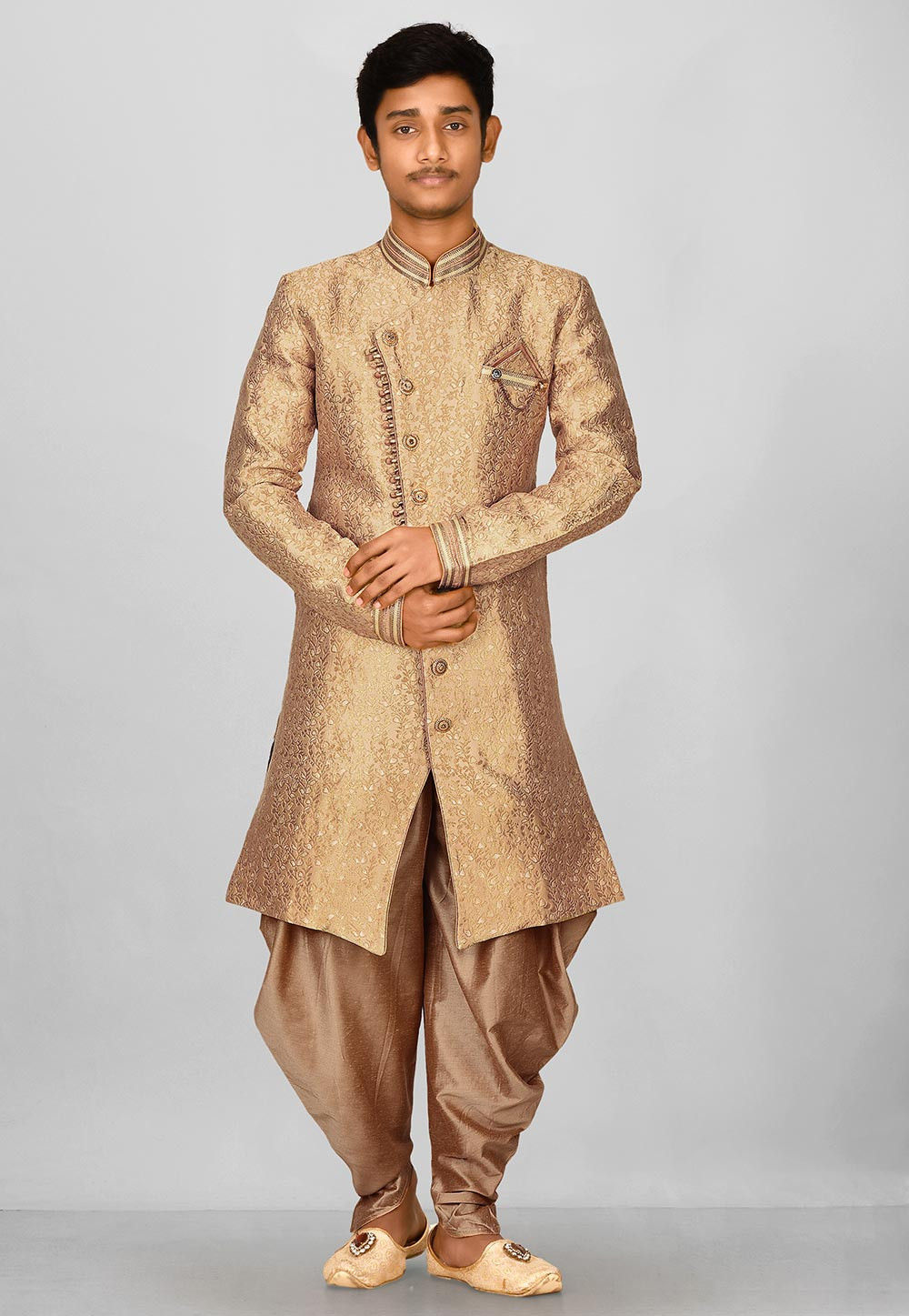Buy Brocade Sherwani in Golden Online : MUF835 - Utsav Fashion