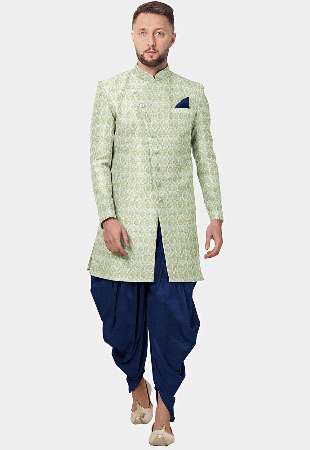 Buy Brocade Sherwani in Pastel Blue Online : MTE1598 - Utsav Fashion