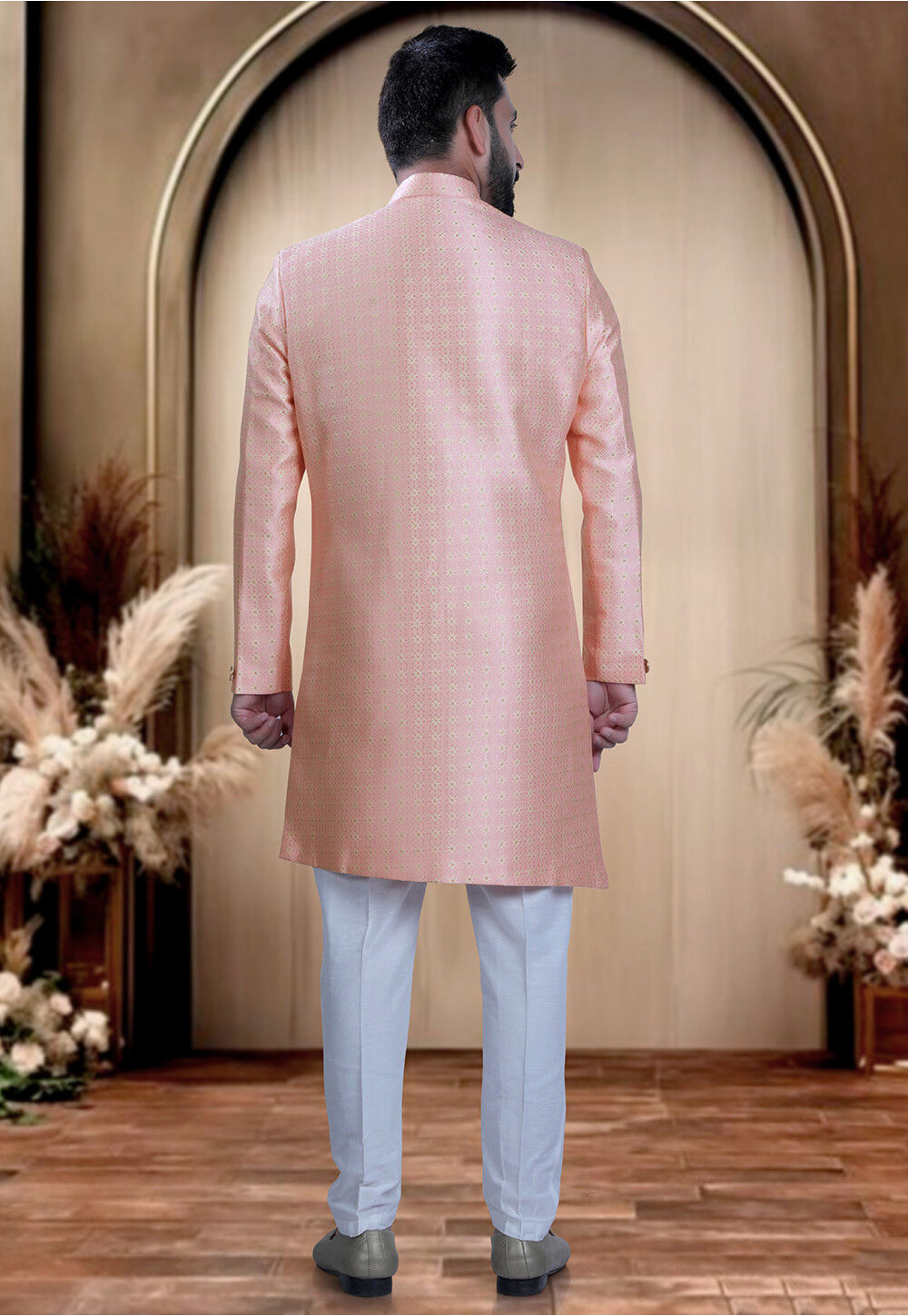 Buy Brocade Sherwani in Pink Online : MKZ526 - Utsav Fashion