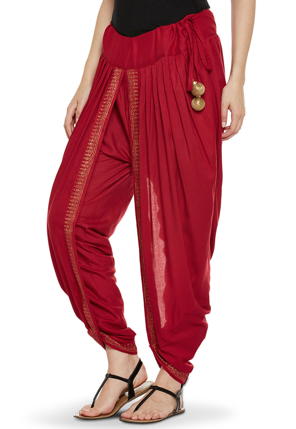 Buy Block Printed Cotton Viscose Dhoti in Red Online : BTS150 - Utsav ...