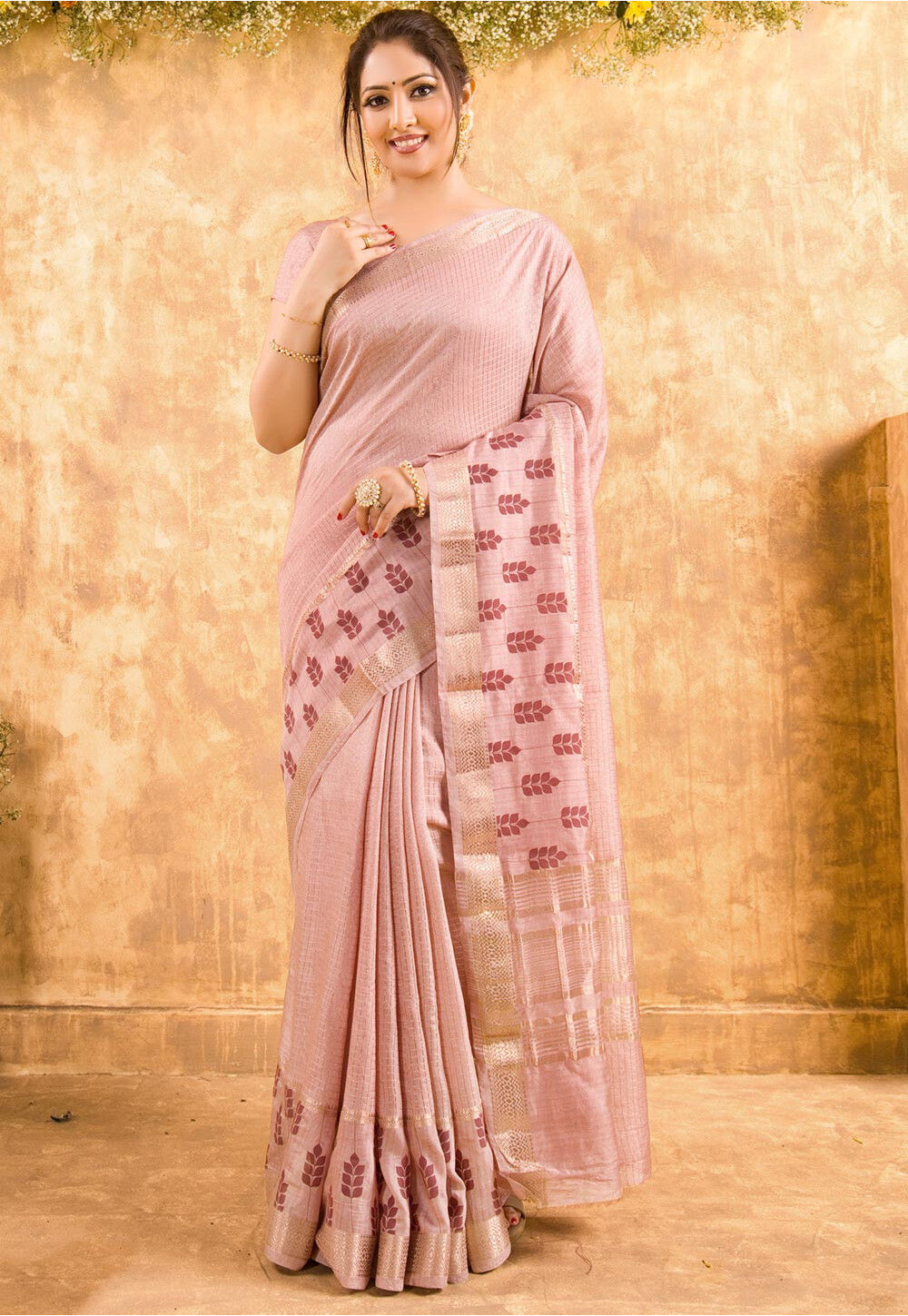 Buy Chanderi Chanderi Silk Saree in Light Pink Online : SSKA230 - Utsav ...