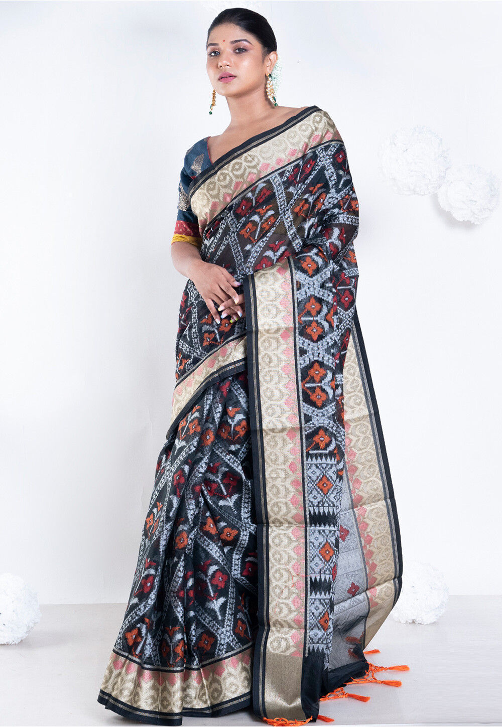 Buy Chanderi Pure Chanderi Silk Saree in Black Online : SBY795 - Utsav ...