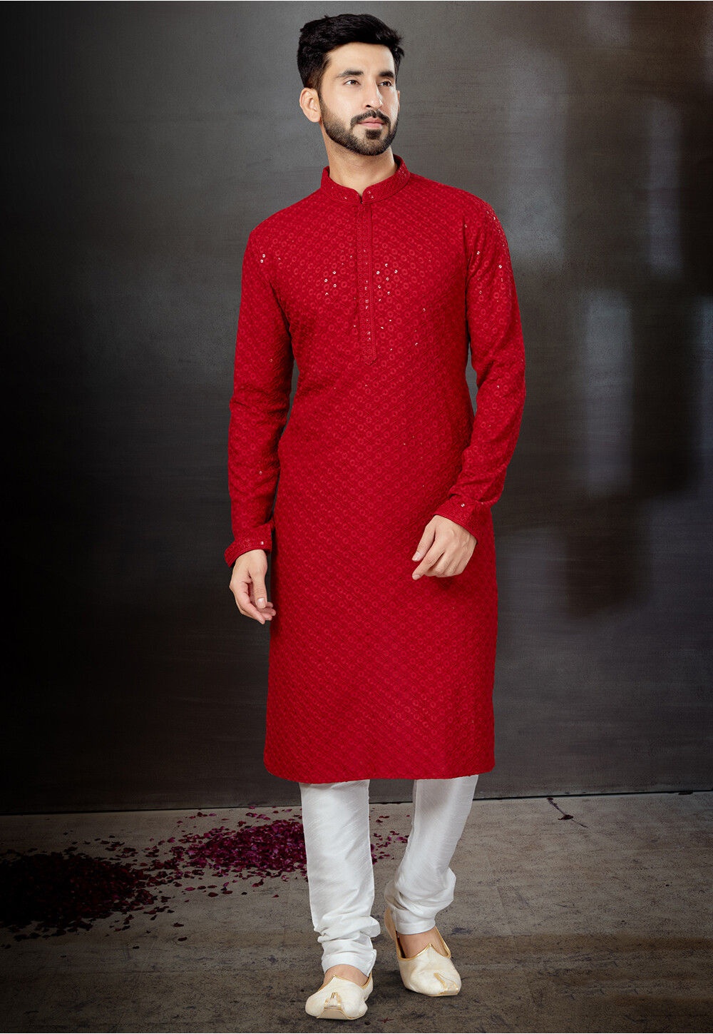 Buy Chikankari Rayon Kurta in Red Online : MUX1181 - Utsav Fashion