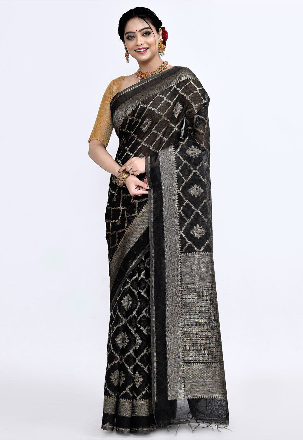 Buy Coimbatore Sico Saree in Black Online : SAHA293 - Utsav Fashion