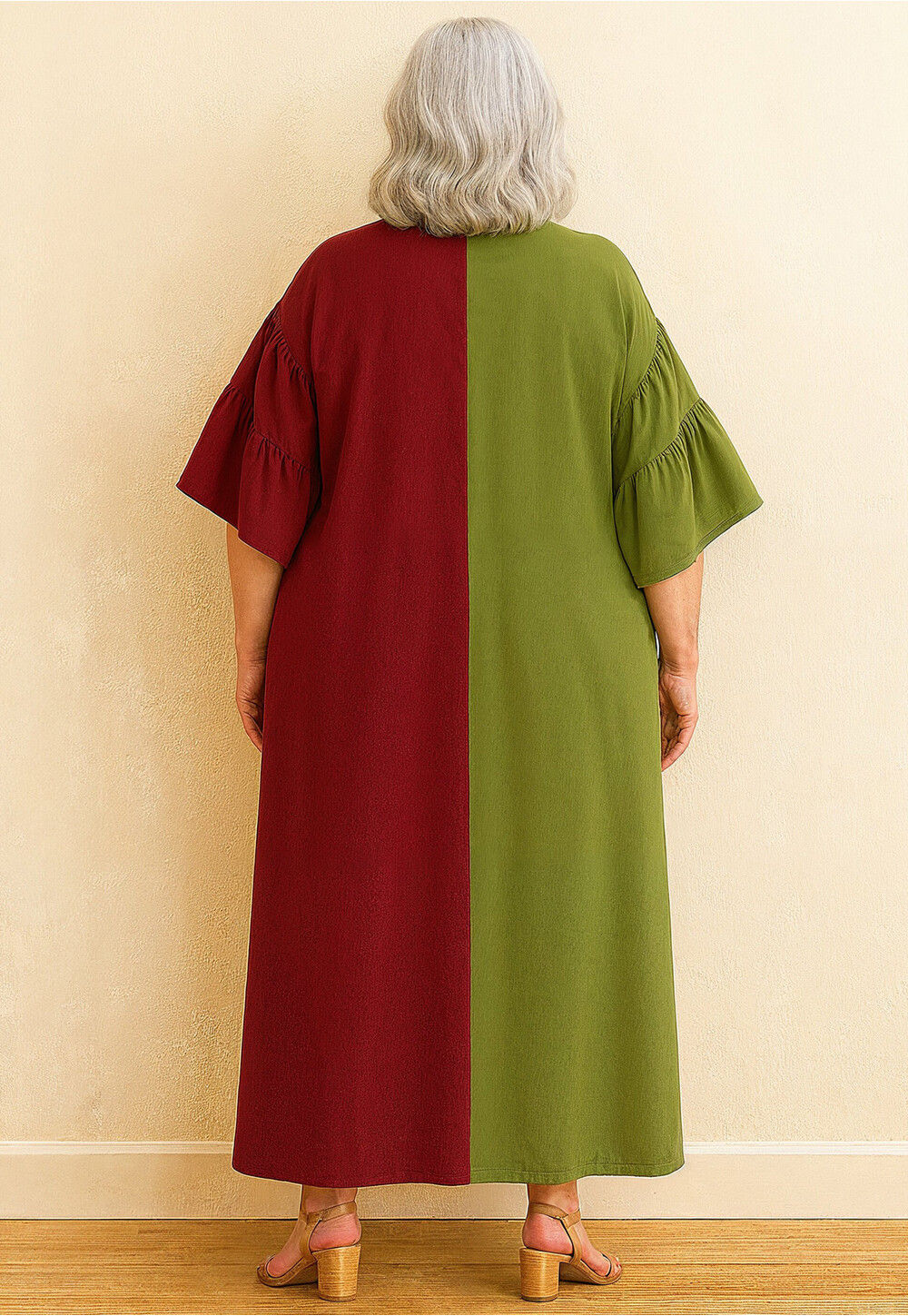 Buy Color Block Rayon Kaftan in Green and Maroon Online : TJW2516 ...