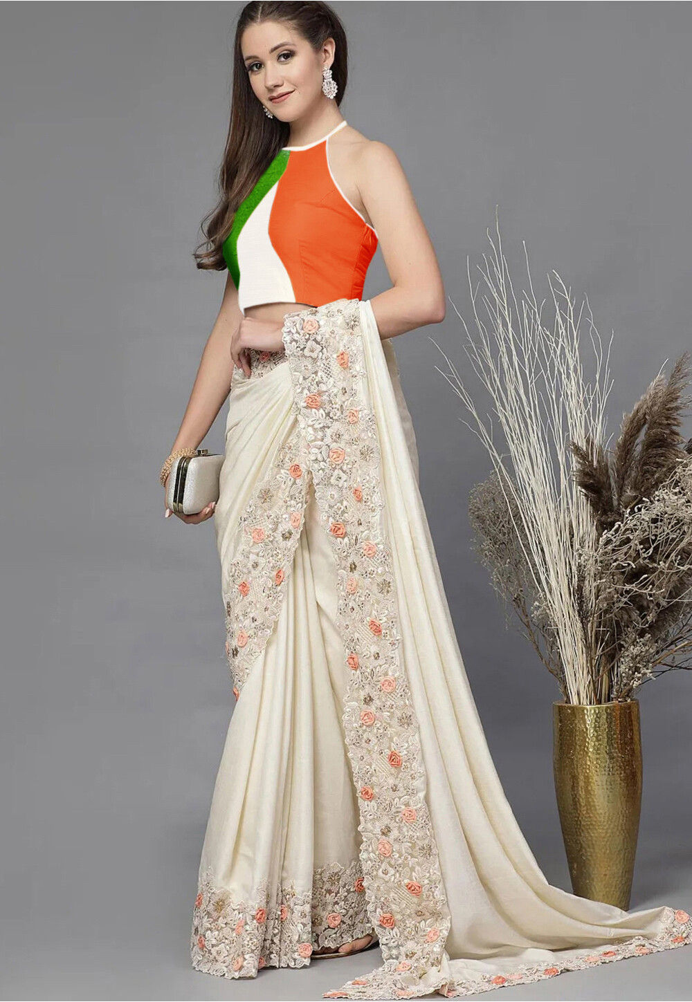 Buy Color Block Taffeta Silk Blouse in Multicolor Online : UAC554 ...