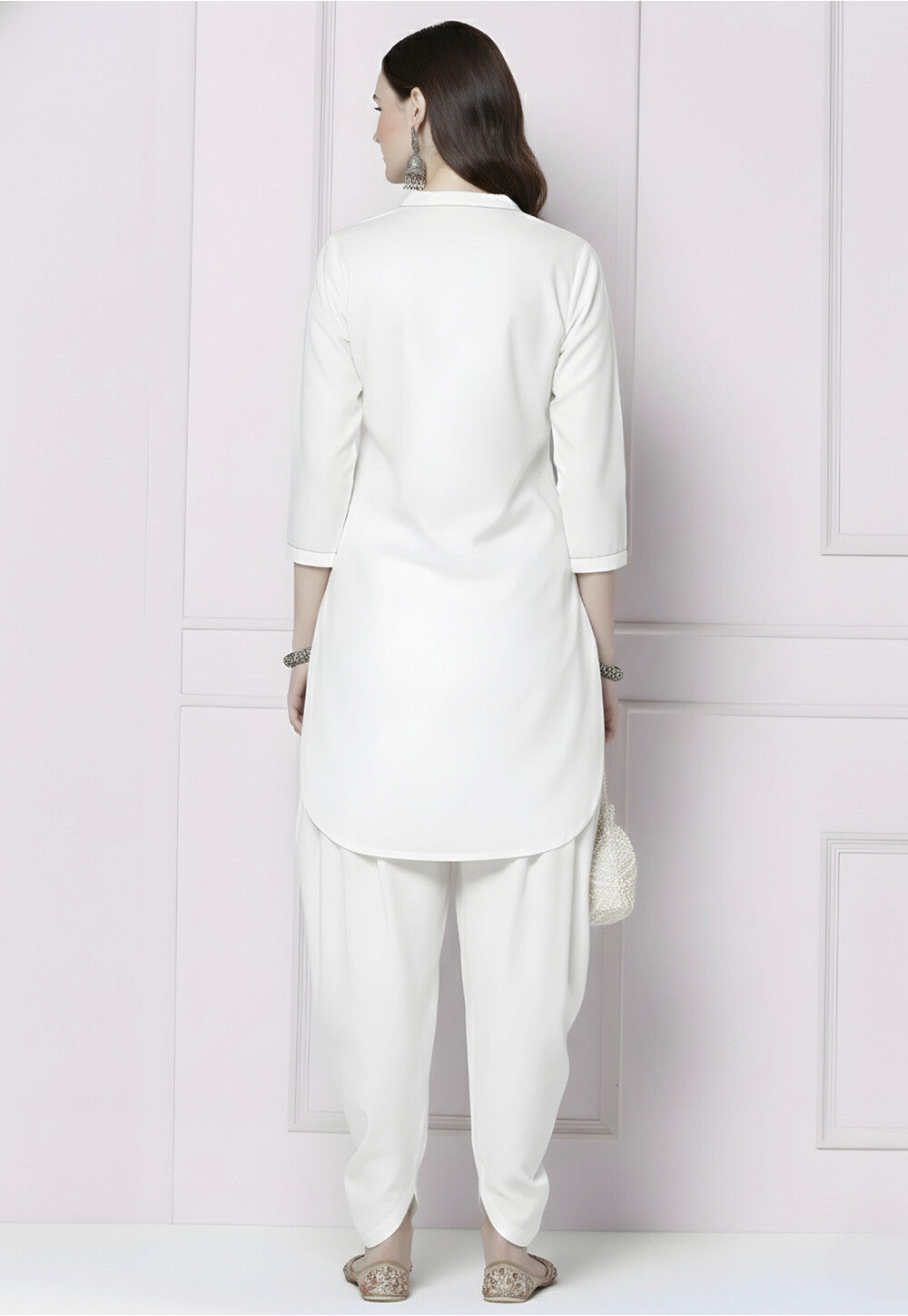 Buy Contrast Trim Rayon Co Ord Set in White Online : TDW118 - Utsav Fashion