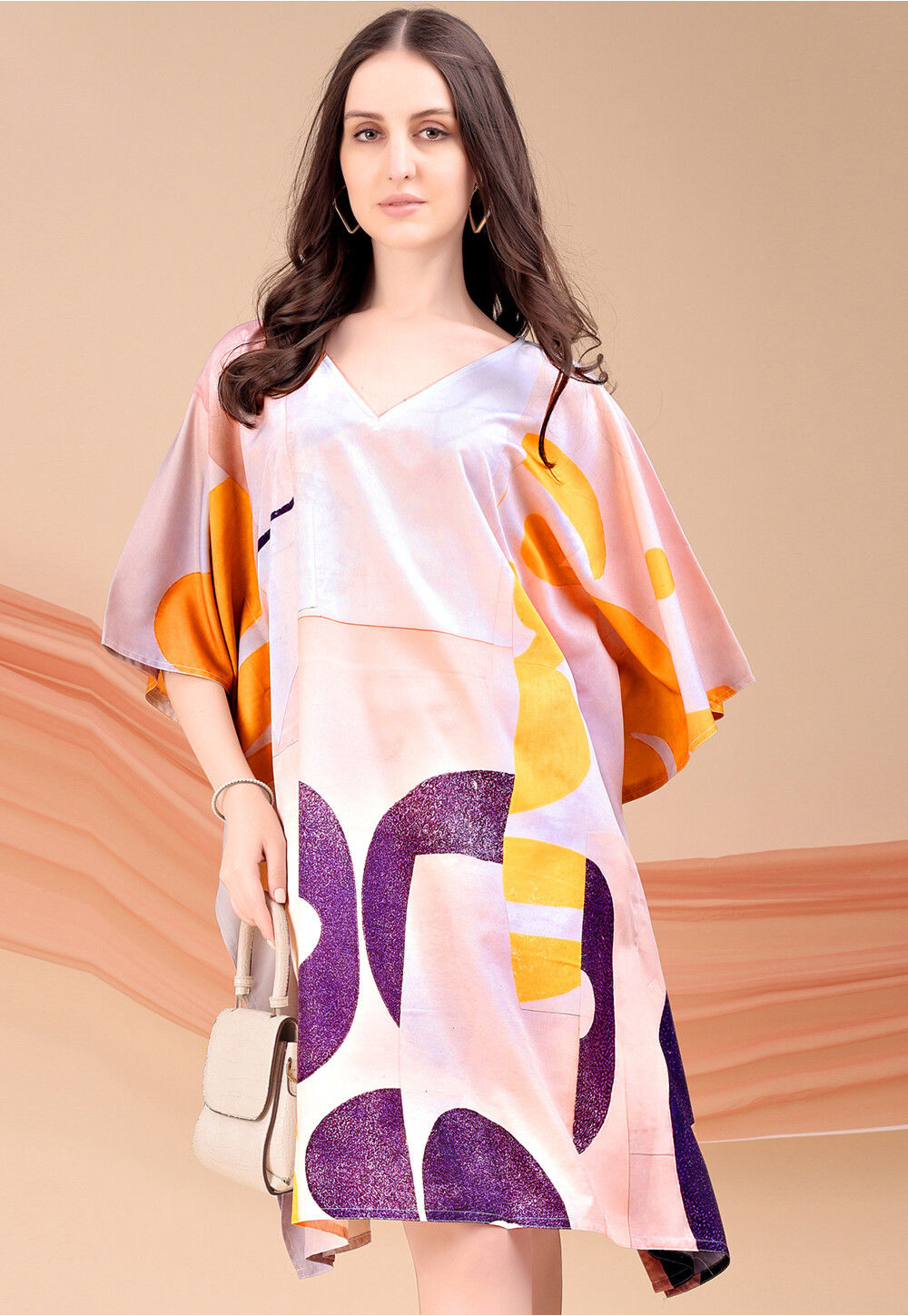 Buy Digital Print Crepe Kaftan Dress in Baby Pink Online : TDP719 ...