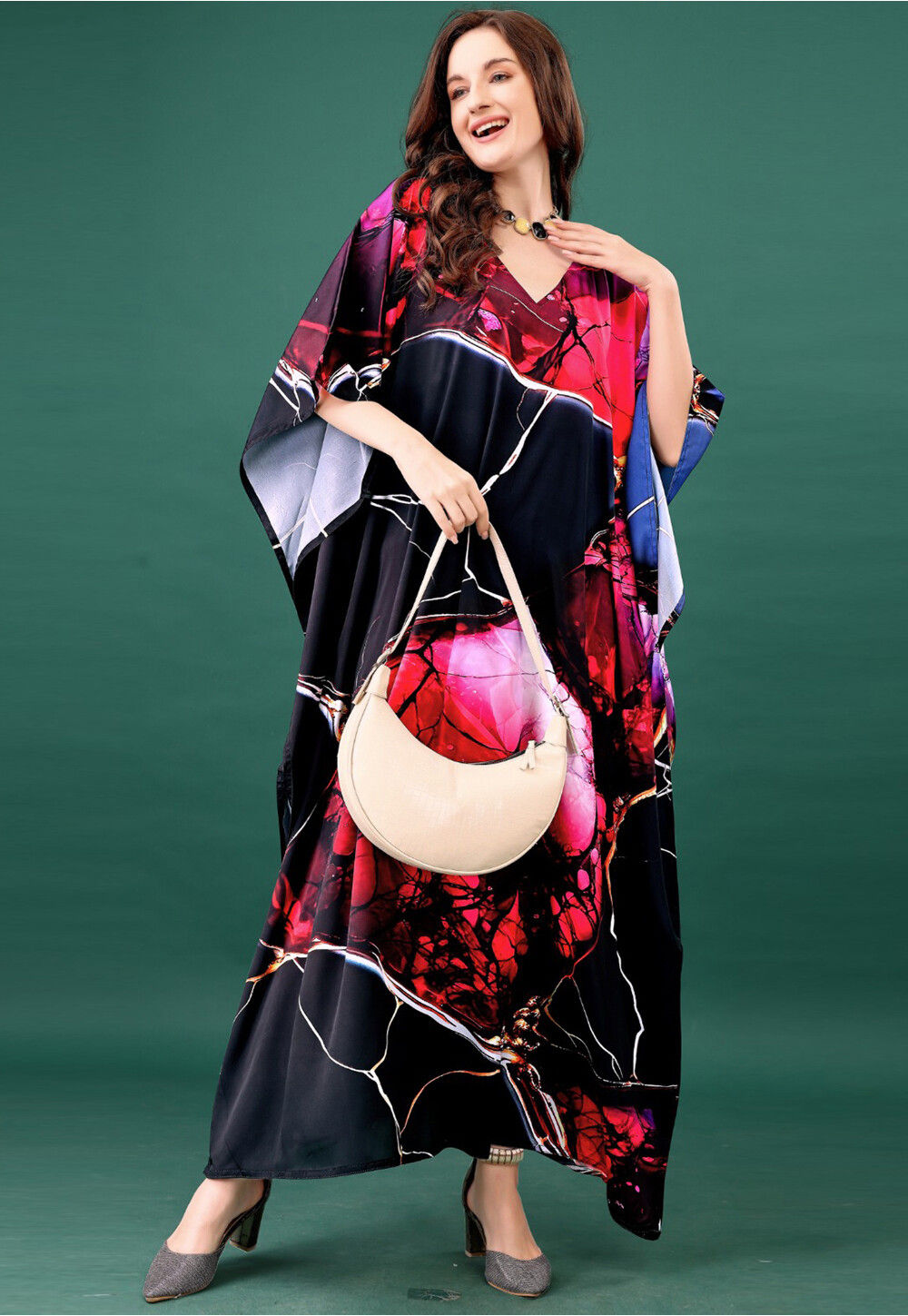 Buy Digital Printed Art Silk Kaftan in Black Online : TDP773 - Utsav ...