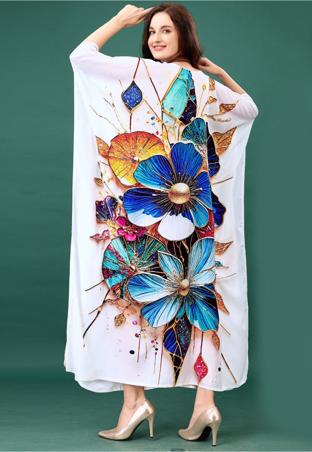 Buy Digital Printed Art Silk Kaftan in Off White Online : TDP772 ...