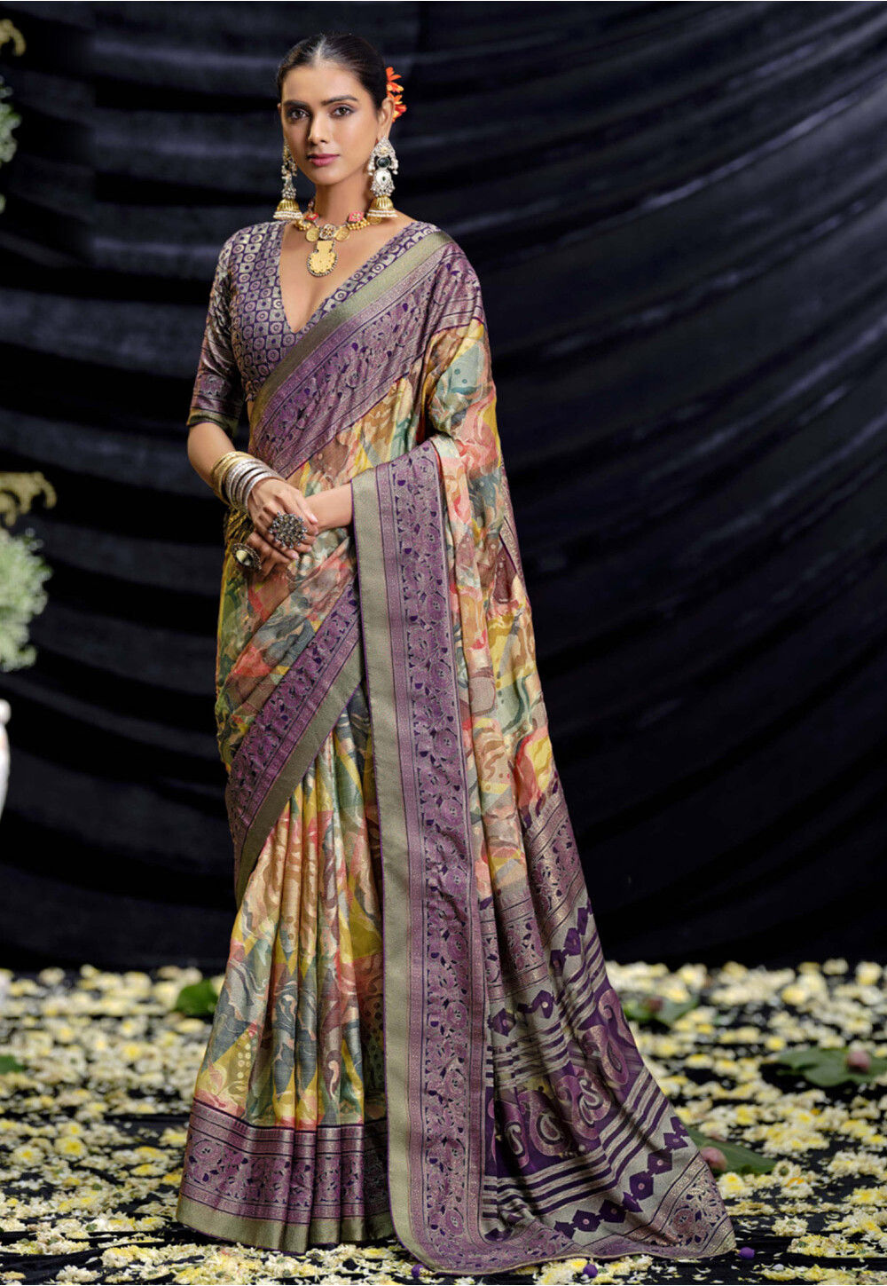 Buy Digital Printed Art Silk Saree in Multicolor Online : SSEA3618 ...
