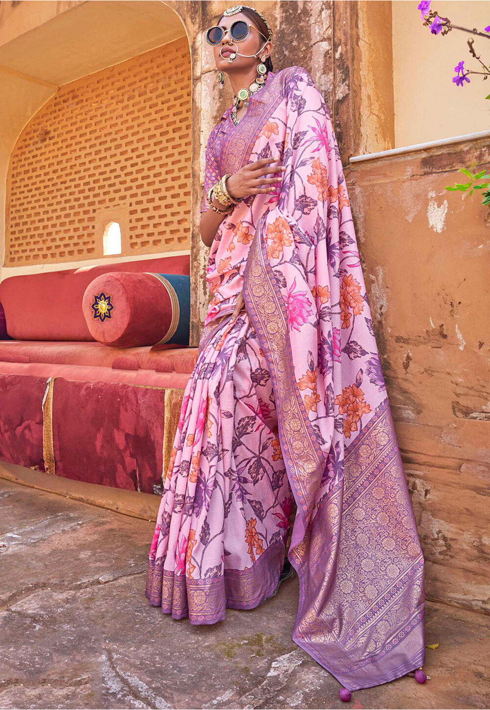 Buy Digital Printed Art Silk Saree in Pink Online : SEW15926 - Utsav ...