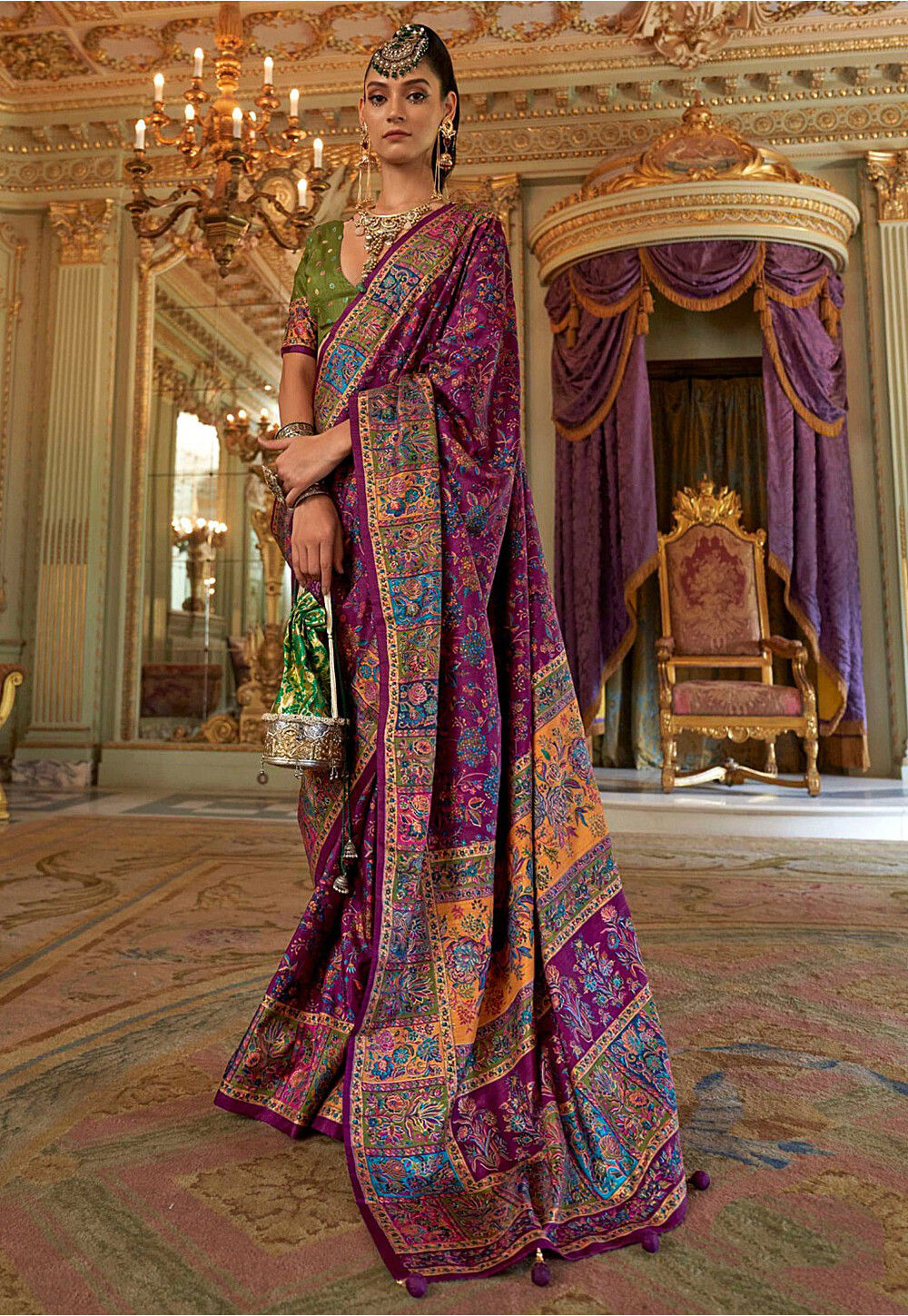 Buy Digital Printed Art Silk Saree in Purple Online : SSEA8568 - Utsav ...