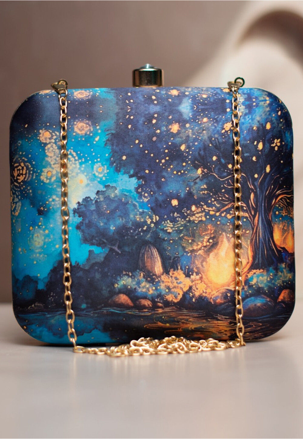 Buy Digital Printed Art Silk Square Clutch Bag in Blue Online : DVN2700 - Utsav Fashion