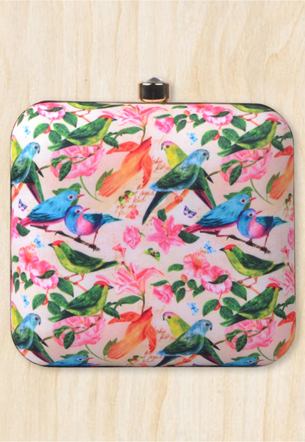 Buy Digital Printed Art Silk Square Clutch Bag in Peach Online : DVN2639 - Utsav Fashion