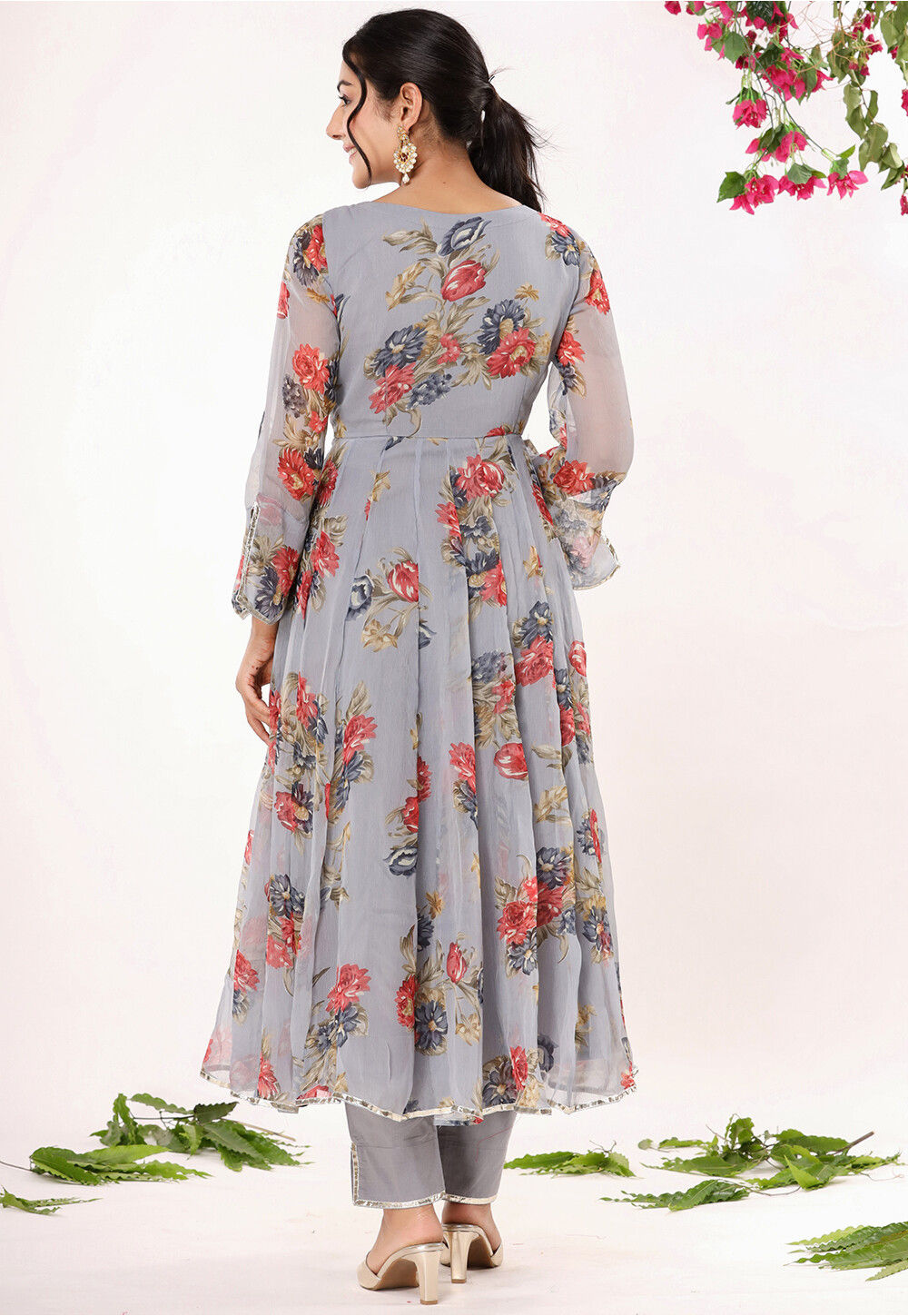 Buy Digital Printed Chiffon A Line Suit in Grey Online : KAX80 - Utsav ...