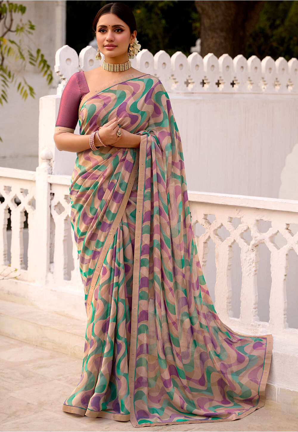 Buy Digital Printed Chiffon Saree in Multicolor Online : STS8661 ...
