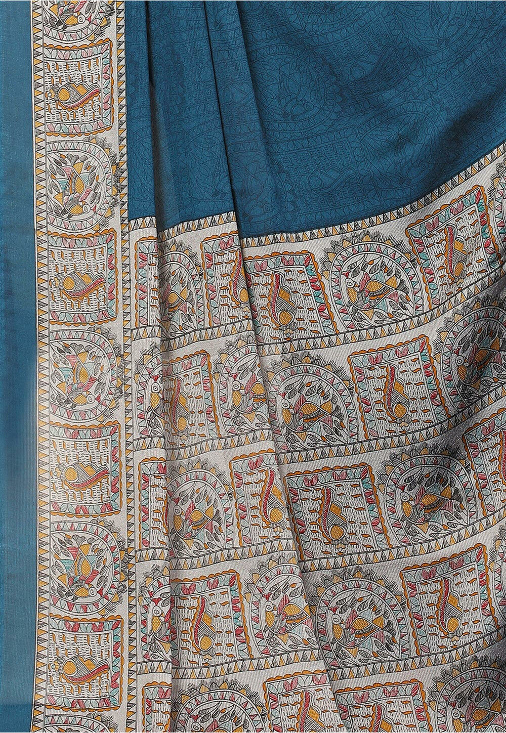 Digital Printed Chiffon Saree in Teal Blue : SJRA5124
