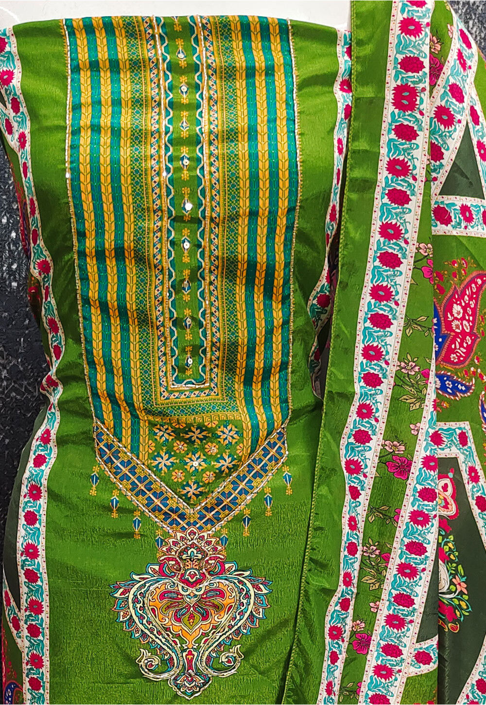 Buy Digital Printed Chinon Chiffon Pakistani Suit in Light Green Online ...