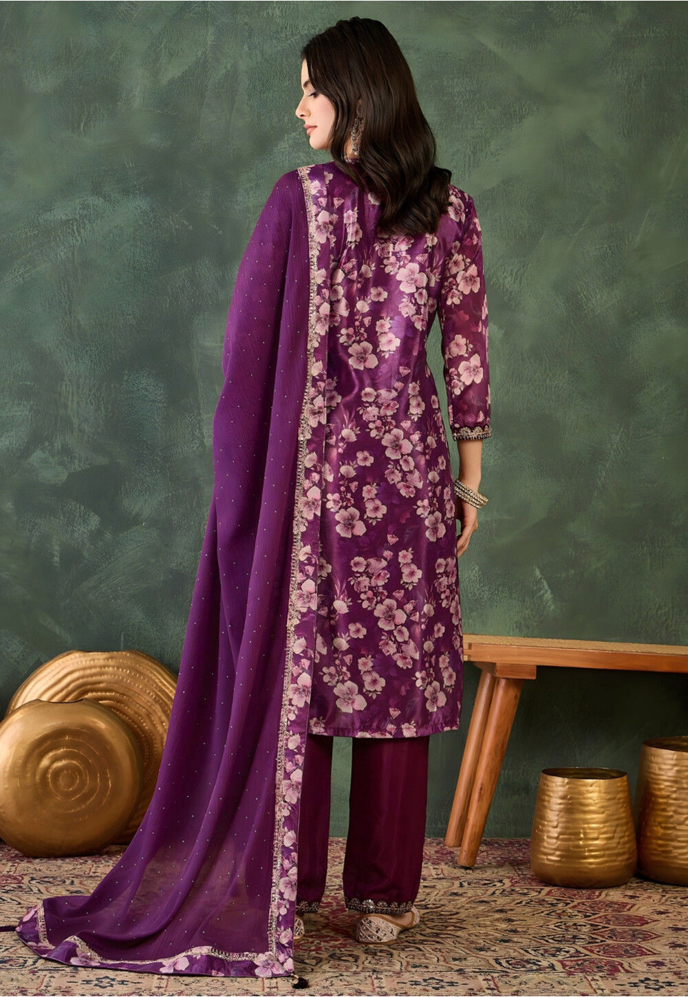 Buy Digital Printed Chinon Chiffon Pakistani Suit in Purple Online ...