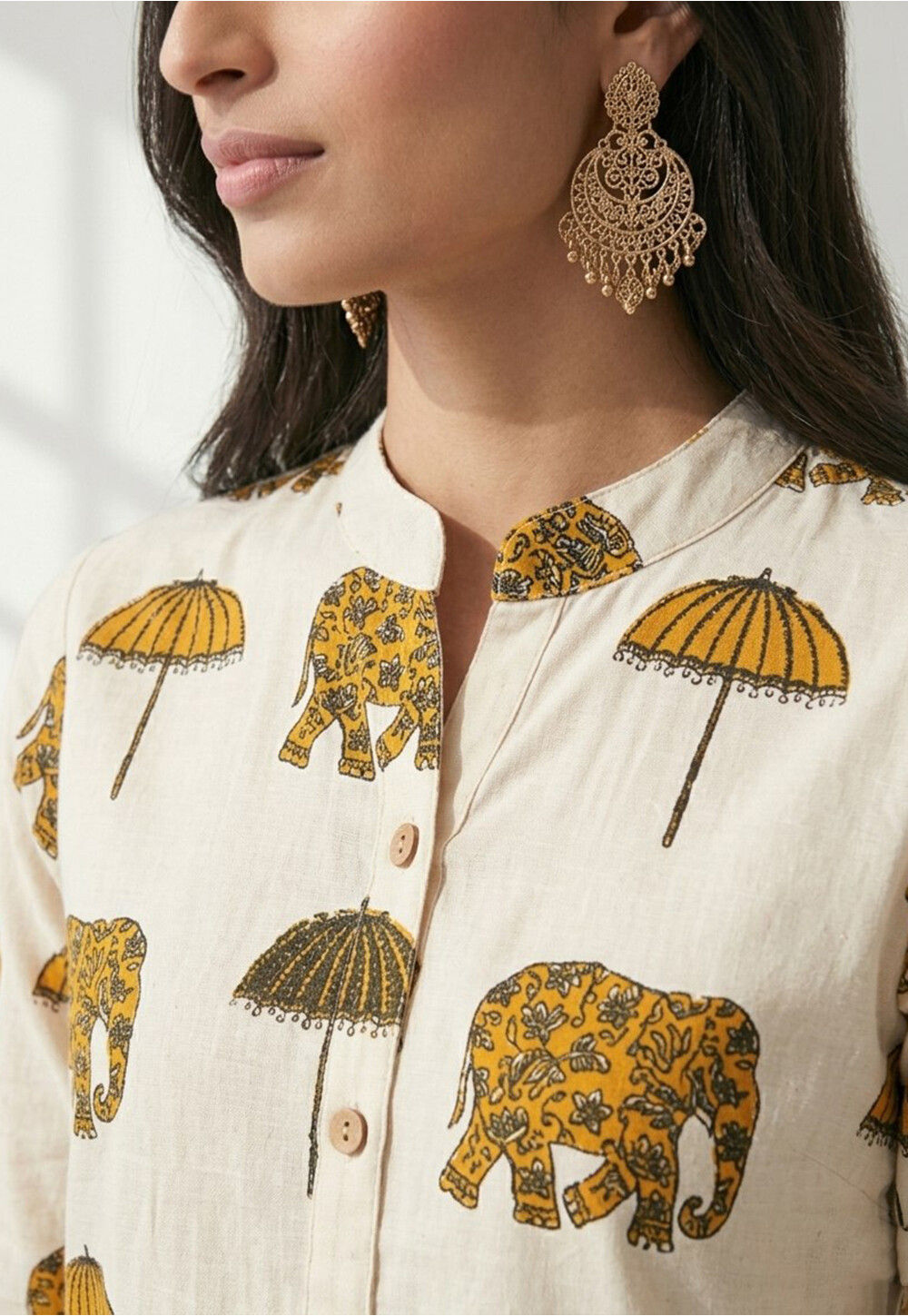 Buy Digital Printed Cotton A Line Kurta Set in Off White Online : TKE22 ...